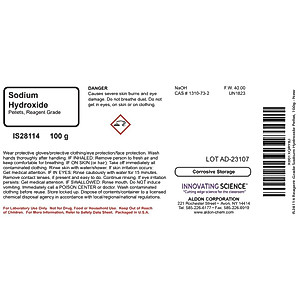 ALDON Innovating Science Reagent-Grade Sodium Hydroxide Pellet, 100g - The Curated Chemical Collection