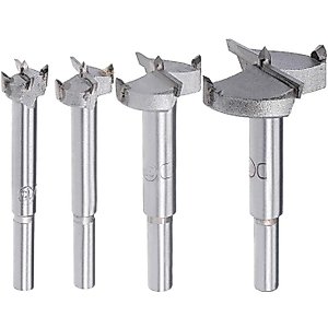 DONJON Forstner Drill Bits Set,Precision Shear Serrated Edge Wood Drilling Forstner Bit,4Pcs(15-40mm) Auger Opener Drilling Wood Plastic Plywood with Round Shank.
