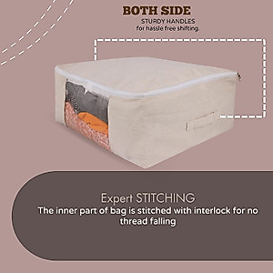 Cotton Canvas Storage Bag - Saree Covers with Zip | Canvas Saree/Garment Storage Bag for Woman Dresses, Sarees, Lehengas, Clothes (CANVAS STORAGE BAG, PACK OF 3 (15x13x9))