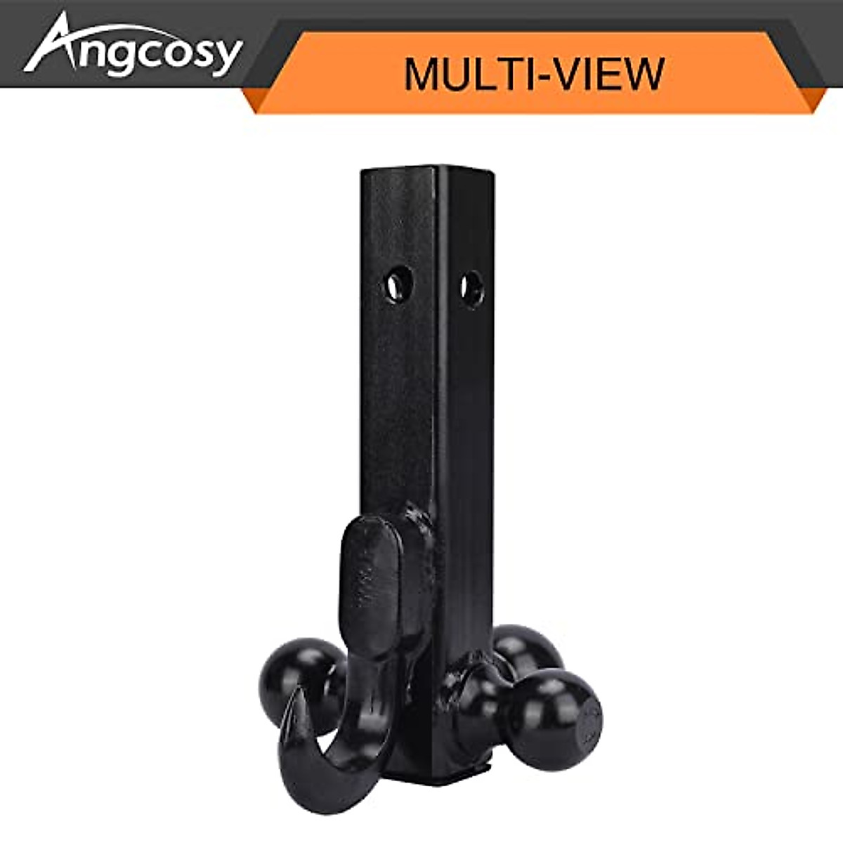 ANGCOSY Triple Ball Mount with Hook, 1-7/8”, 2” and 2-5/16” Tri-Ball Hitch Balls, Hollow Shank, Fits for 2” Receiver, 10,000 lbs