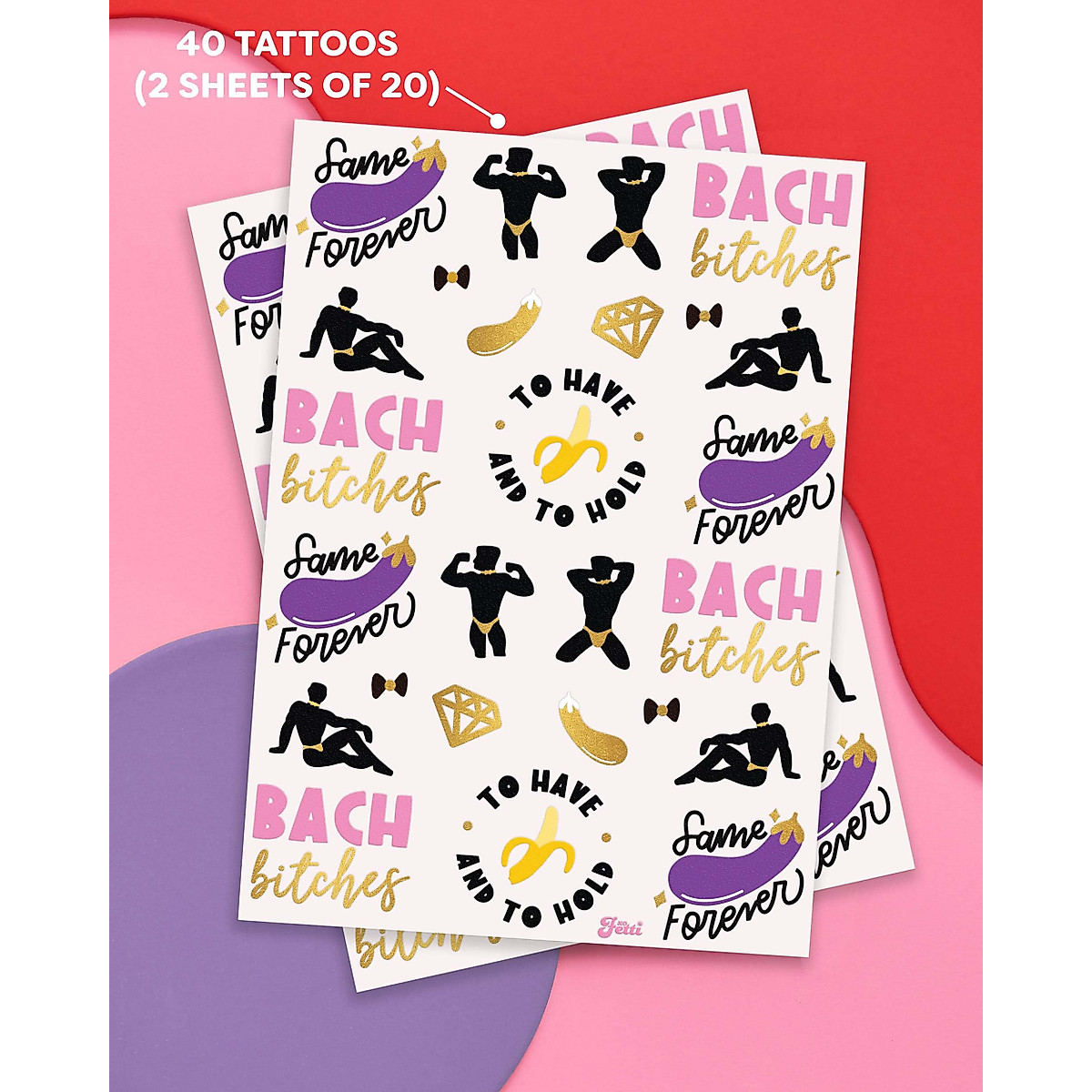 xo, Fetti Bachelorette Tattoos - 40 Glitter Styles | Bachelorette Party Decoration, Bridesmaid Favor, Bride to Be Gift + Bridal Shower Supplies