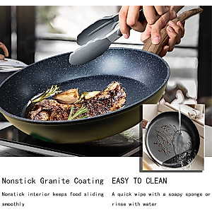 Vkoocy Non Stick Frying Pan Skillet Set, 8" 9.5" 11" Nonstick Pan Set Induction Cookware Set Omelet Pans, Granite Stone Chef's Pan, Black Kitchen Pan Set