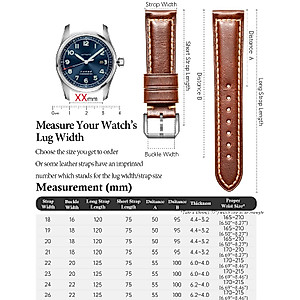 REZERO Watch Band, Genuine Leather Watch Straps, Oil-Waxed Vintage Watch Bands for Men 18mm 19mm 20mm 21mm 22mm 23mm 24mm 26mm