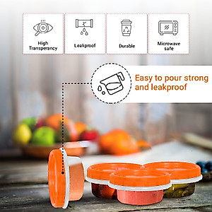 [Orange - 12 Pk] Airtight Deli Containers with Lids Twist Lock Top Clear Food Storage for Meal Prep Snacks and Leftovers Freezer and Microwave Safe Stackable Leak-Resistant and 12 Pc. Set (8 Ounce)