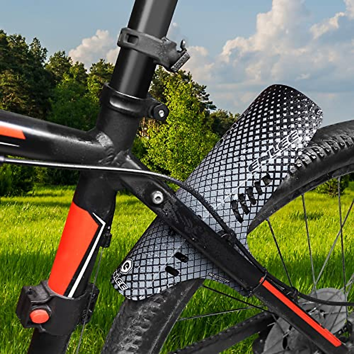 R2Depot Bike Fender with 12 Cable Ties, 2 Parts- Front/Rear Mud Guards Fit for 20"/22"/24"/26" Bike B-2-piece Set