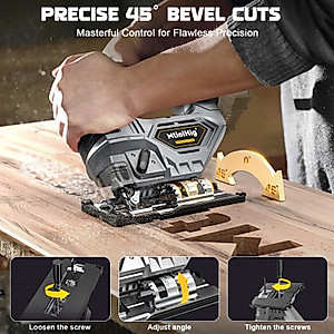 Cordless Jig Saw For Dewalt 20V/18V Battery, Brushless jigsaw tool with Variable Speed, LED Light, 0°-45° Bevel Cuts, 3-Position Orbital Action for Straight/Curve/Circle Cutting (Battery Not Include)