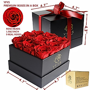 YFYS Forever Rose Flowers for Delivery Prime - 9pcs Preserved Fresh Roses, Genuine Roses That Last for Years, for Birthday Gifts for Women, Valentines Day, and Mother's Day