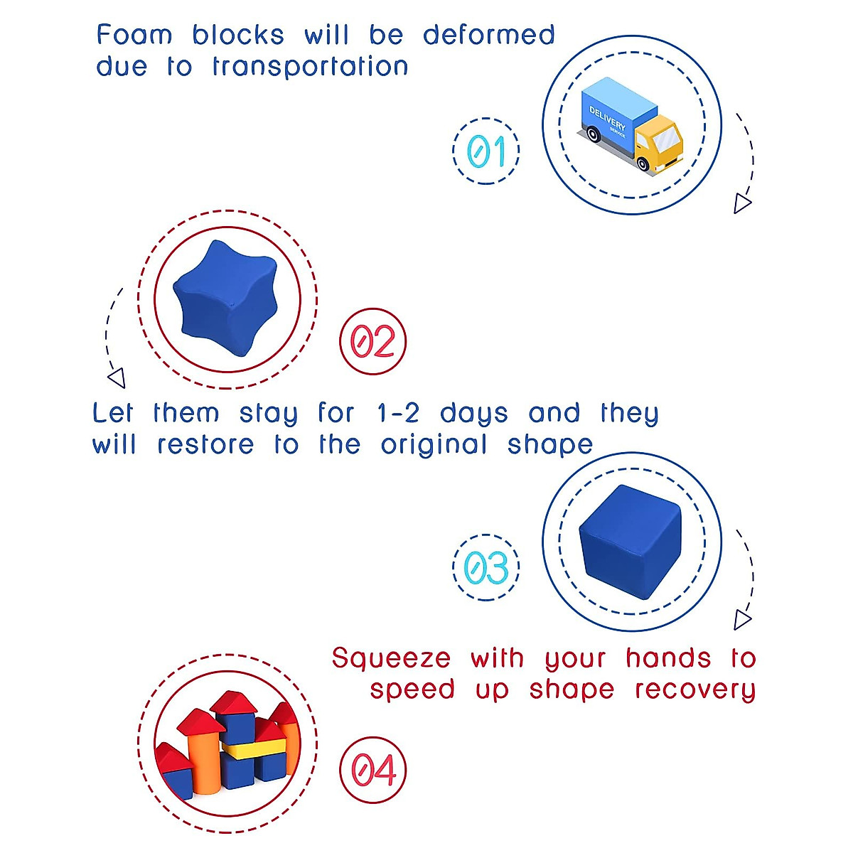 UHAPPYEE Toddler Foam Building Blocks, 12 PCS + 5 Kinds of Shapes Colourful Stacking Block Sets for Kids, Soft Foam Building Blocks Throwing Toys