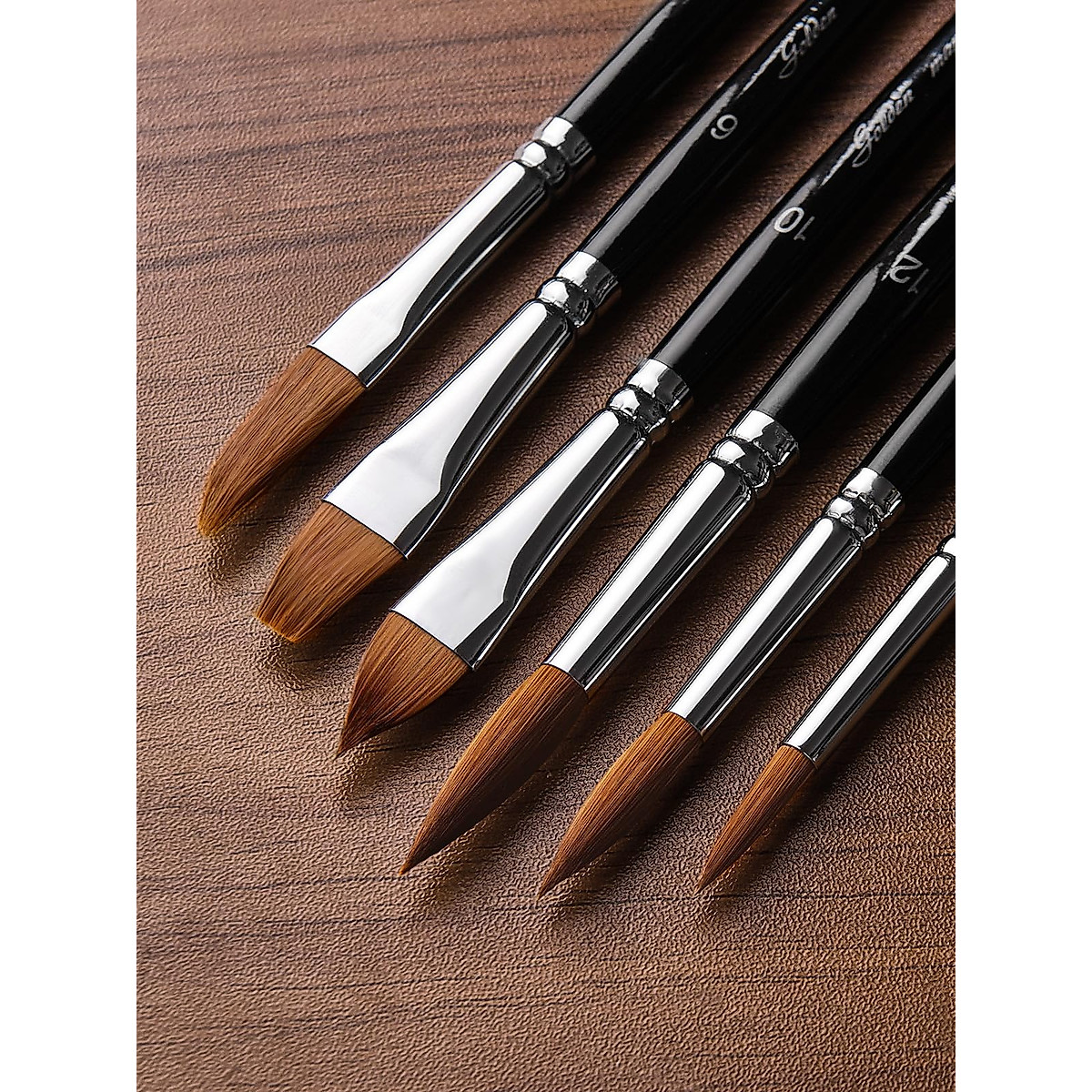 Watercolor Brushes Professional Set, 10 Artist Brushes Watercolor Paint Brushes, Golden Maple Sable Brush Paint Brushes-Round Tip, Flats, Dagger, Oval Wash for Detail Painting, Water Color, Gouache