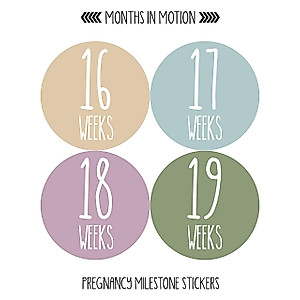 Months In Motion Weekly Pregnancy Growth Sticker | Week to Week Pregnant Expecting Photo Prop | Maternity Keepsake | Baby Bump | Weekly Stickers Photo (Set of 36 Stickers)