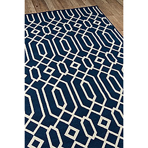 Momeni Rugs , Baja Collection Contemporary Indoor & Outdoor Area Rug, Easy to Clean, UV protected & Fade Resistant, 1'8" x 3'7", Navy Blue