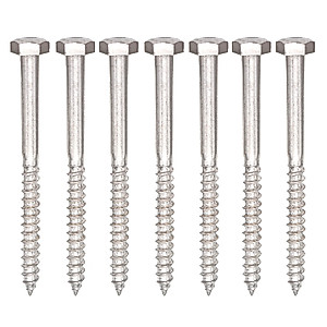 binifiMux 20pcs 1/4" x 4" Stainless Steel Hex Head Lag Screws Bolts Coach Bolts, A2-70/18-8, Plain Finish