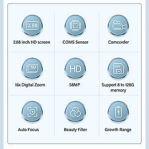 4K Digital Camera, 2.88 Inch IPS Screen, Slim and Lightweight Auto Focus Teen Small Camera, 58MP Auto Exposure for Travel (White)