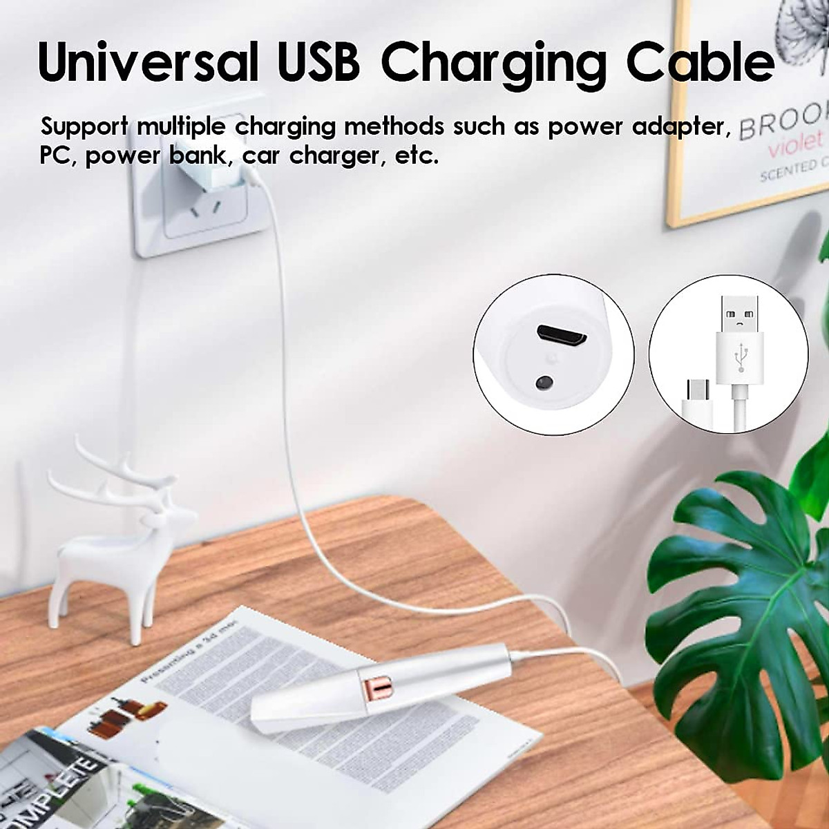 kuzuwill Facial Hair Remover for Women, Rechargeable Eyebrow Razor & Painless Hair Remover, Eyebrow Lips Body Facial Hair Removal for Women with Built-in LED Light, Extra 4 Eyebrow Tweezers