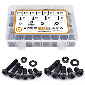 VIGRUE 700PCS M3 x 5/6/8/10/12/14/16/18/20/25/30mm Button Hex Head Cap Screws 14.9 Grade Alloy Steel M3 Metric Machine Screws Bolts Nuts Washer Assortment Kit