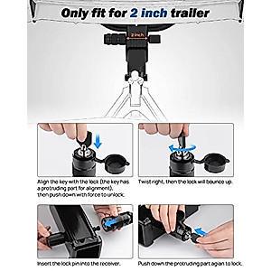 JOYTUTUS Trailer Hitch Lock, 1/2" Dia 2-3/4'' Long Pin, Fits 2" Class I/II Receiver, with 2 Keys 2 O-Rings, for Trailer Truck Car Boat, Anti-Theft and Waterproof Towing Hitch Lock