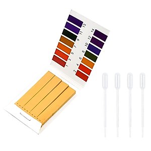 PH Test Strips and Pipette Droppers Set, 80pcs Universal pH.1-14 Test Papers with 4pcs Test Pipette Droppers, for Teaching, Research, Chemistry Experiment, Saliva Urine Water Soil & Diet pH (1 Set)