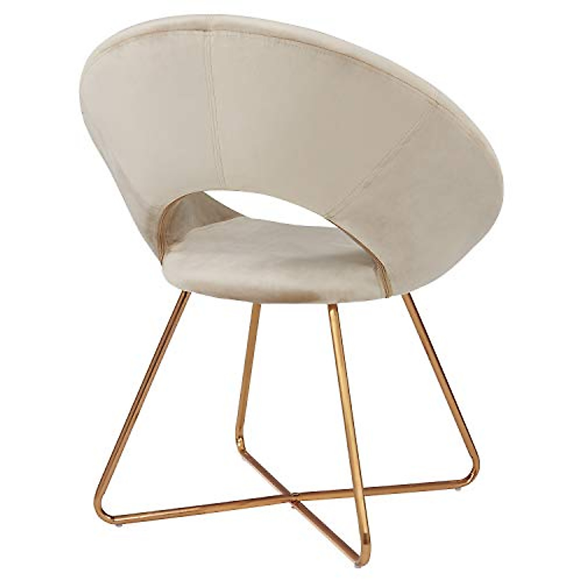 Duhome Modern Accent Velvet Chairs Dining Chairs Single Sofa Comfy Upholstered Arm Chair Living Room Furniture Mid-Century Leisure Lounge Chairs with Golden Metal Frame Legs 1 PCS Khaki