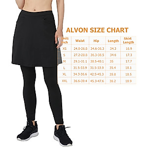 alvon Women Knee Length Skirts with Leggings Modest Skirt with Leggings Golf Skirt with Leggings Athletic Skort with Leggings Hiking Navy L