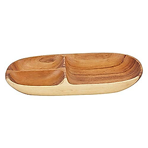 Creative Co-Op DF3141 Divided 3-Section Wood Serving Tray, Brown