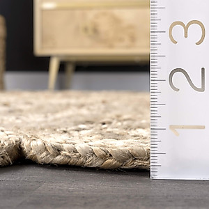 nuLOOM Bree Floral Braided Jute Area Rug, 6' Round, Natural