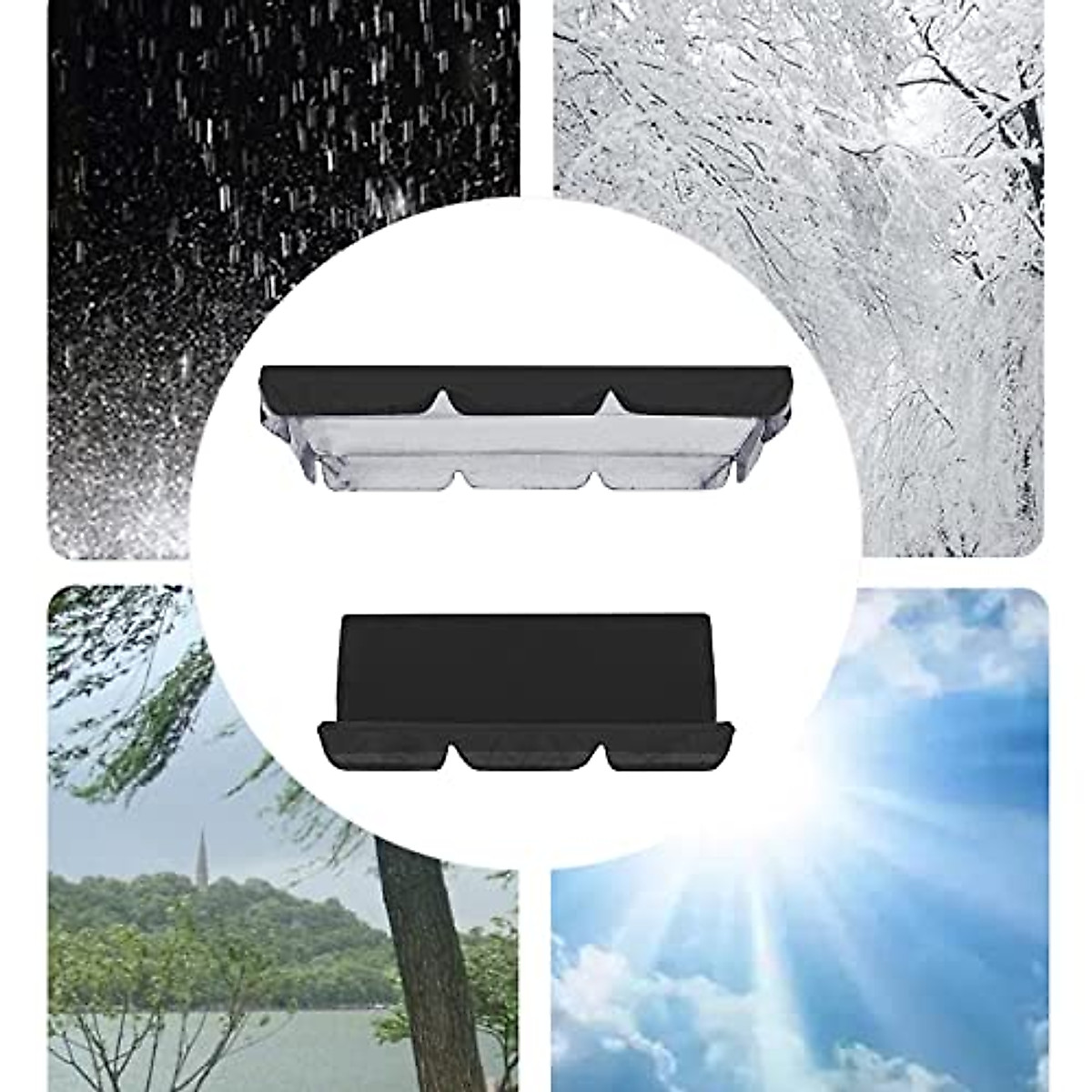 Outdoor Swing Canopy Cover, 2-Seater Canopy Swing Sets for Backyard, Replacement Swing Waterproof Top Cover Set for Patio/Lawn/Garden, Swing Canopy Cushion Sunscreen Uv Protection (No Steel Frame)