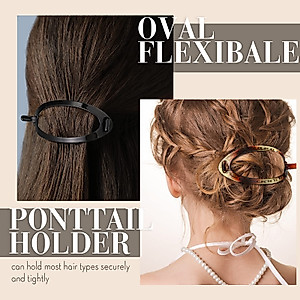 Yilloog 3 Pieces French Hair Barrette Clip French Clips Flexible Ponytail Holder Plain Strong Grip Closure Barrettes Styling No Metal Hair Accessories for Women Girls, 3 Colors (Oval Shape)