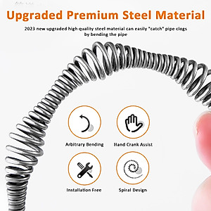 DR.PEN 32FT Drain Auger, [Easy to Use & Highly efficient] Flexible Plumbing Snake Drain Clog Remover, Drain Clog Remover for Kitchen, Bathroom and Shower Sink, Comes with Work Gloves and Floor Drain