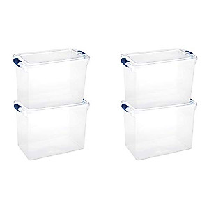 HOMZ Heavy Duty Modular Stackable Storage Tote Containers with Latching Lids, 112 Quart Capacity, Clear, 4 Pack