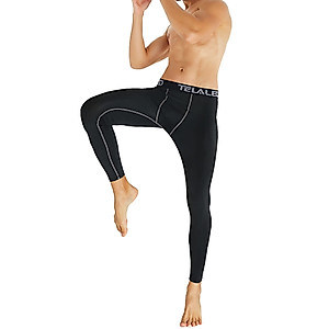 TELALEO 4 Pack Men's Compression Pants Leggings Sports Tights Athletic Baselayer Workout Running Black XL