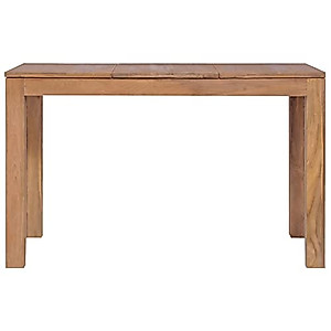 vidaXL Solid Teak Wood Dining Table Natural Finish Sleek Rustic Home Kitchen Restaurant Dinner Meal Table 47.2"
