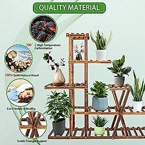 UMEIJA Plant Stand for Indoor Plants Outdoor Wooden Tiered Plant Shelf 6 Tier 13 Potted Multiple Plants Large Flower Stands Gardening Pots Accessories Fit Patio Balcony Living Room Bedroom