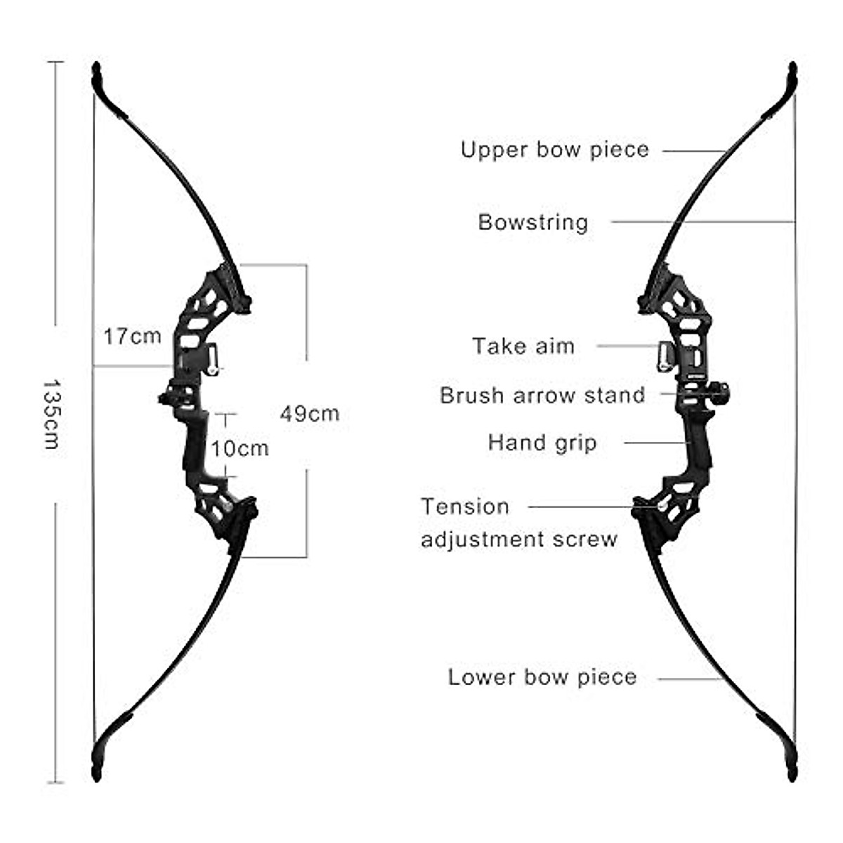 REAWOW Recurve Bows for Adults Archery Bow and Arrows Sets Hunting Takedown Bow 52in Adult Teens Beginner Right Handed Shooting Practice 6 Carbon Arrows …