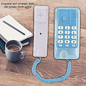 Bewinner Wired Corded Phone, Landline Phone Without Caller ID Display, Desktop Wall Phone for Home with Flash Function/Mute/Last Number Redial(Blue)