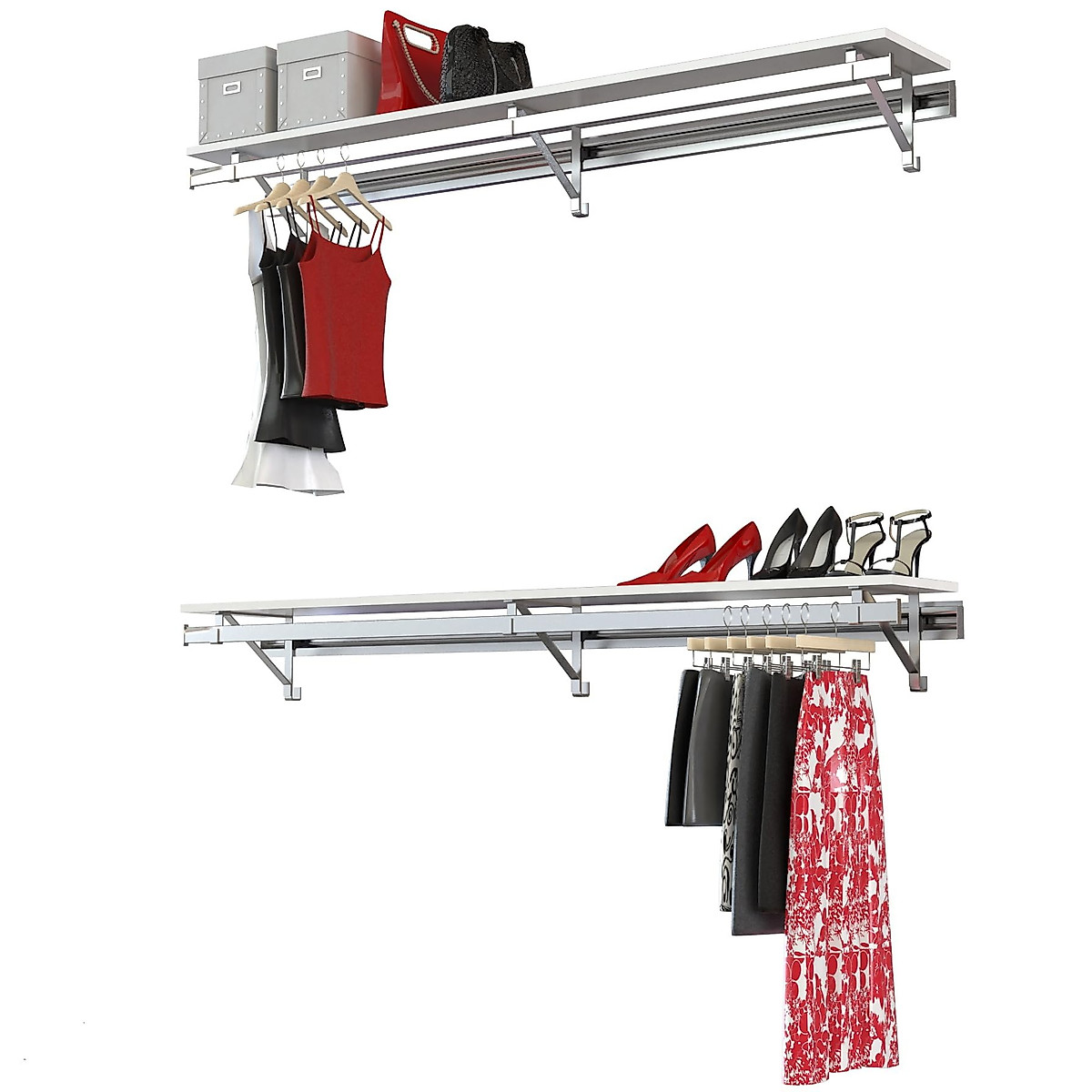 Arrange A Space Shelf Double Hang Closet System, 60 in, White