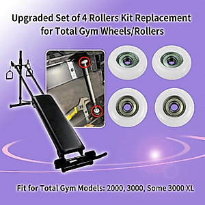Vsttar Qty.4 Bearing Inner Diameter is 0.24 inches Machined Wheels/Rollers Made from Solid Engineering Plastic Replacement for Gym Wheels/Rollers Only Compatible with Models 2000, 3000, 3000 XL