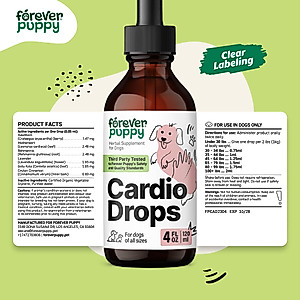 Cardio Drops for Dogs - Heart Support for Dogs with Hawthorn Berry and Motherwort Herb - Pet Liquid Drops with Lavender Extract - Herbal Dog Vitamins and Supplements for Dog's Health Care - 4 oz