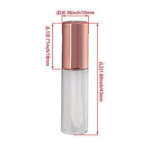 BQLZR Rose Gold Lip Gloss Tubes 1.2ml Empty Plastic transparent Lip Balm Bottle Container Cosmetic Makeup Tools with Stopper Pack of 20