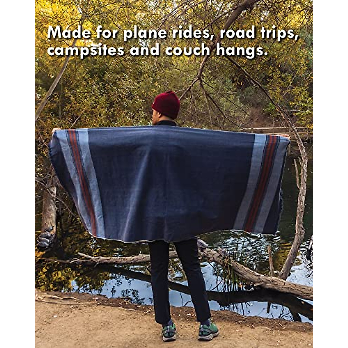 NxTSTOP Packable Airplane Travel Blanket - Soft, Machine Washable Travleisure - Compact Lightweight Cotton Throw Blanket with Attached Pouch