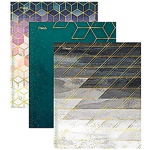 Mead Spiral Notebooks, 1 Subject, College Ruled Paper, 80 Sheets, Modern Chic, 3 Pack (38196)
