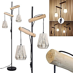 Eusamxon Floor Lamps Boho Farmhouse Hanging Floor Lamp in Natural Cotton Rope,Bohemian Lampshade Handmade Rustic Stylish Floor Lamps for Bedroom Living Room Office Home Décor