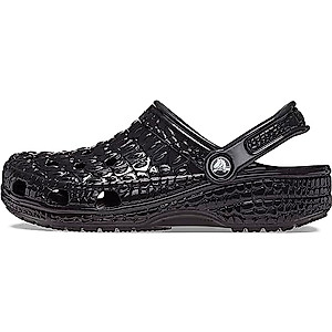 Crocs Unisex-Adult Classic Crocskin Clogs, Black Metallic, 10 Women/8 Men