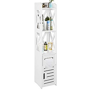 Tall Bathroom Cabinet, Bathroom Storage Accessories Floor Standing Waterproof Cabinet Bathroom White Robust Bathroom Furniture Bathroom Toilet Silm Shelf Bathroom Organizer Tall Cupboard Storage Rack