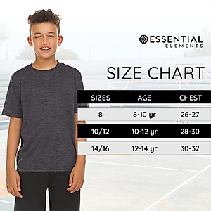 Boys Active T-Shirt - Quick-Dry Athletic Workout Training Stretch Crew Neck Short Sleeve Top 5 Pack