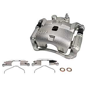 TRQ Front Brake Pad & Rotor Kit Brake Caliper Brake Pads Brake Rotor Ceramic Vented Premium G-Coated Compatible with 2012-2018 Nissan Versa 2014-2018 Versa Note