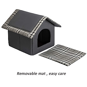 Hollypet Cozy Pet Bed Warm Cave Nest Sleeping Bed Puppy House for Cats and Small Dogs, Gray