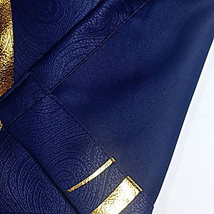 MYRU 1 Panel Foil Print Blackout Striped Curtain Valance for Kitchen Window (Navy and Gold, 54x18 Inch)