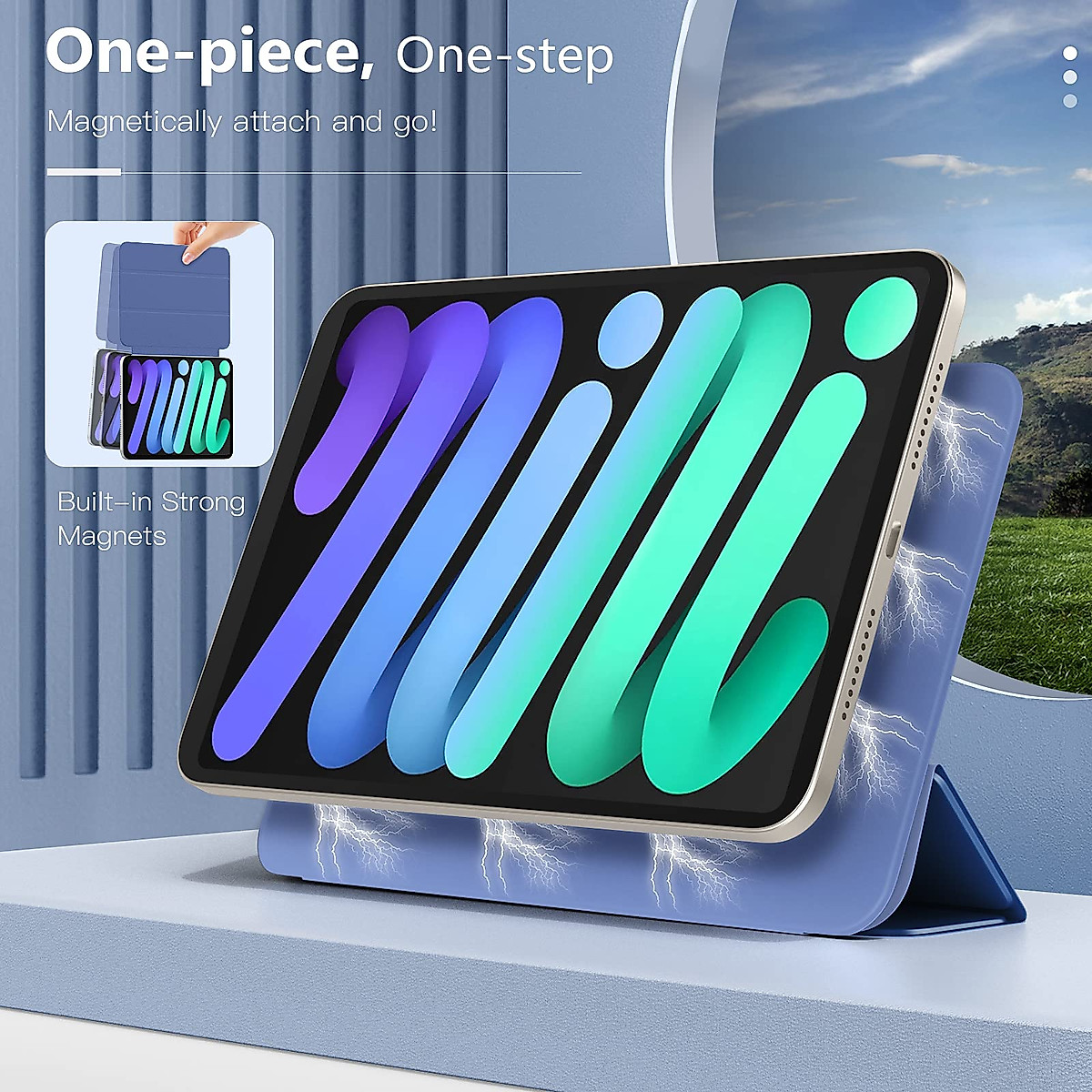 TiMOVO Case for iPad Mini 7 2024 (A17 Pro) / iPad Mini 6 2021, iPad Mini 7th/6th Generation Case 8.3 inch, Strong Magnetic Smart Folio Trifold Stand Cover, Support Apple Pencil Pro- Navy Blue