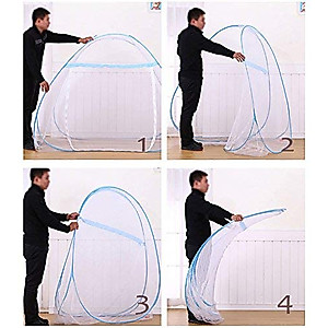 RuiHome Folding Pop-Up Mosquito Net Tent Zipper Bed Canopy for Kids Bedroom Dorm Outdoor Travel (39x79x39", Pink)