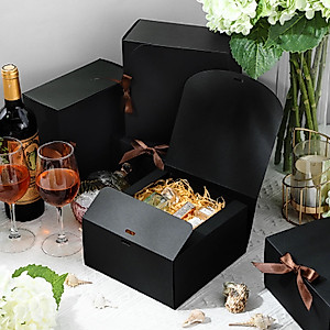 12 Pcs Gift Boxes with Lids 8 x 8 x 4 Inch Bridesmaid Proposal Box Black Gift Boxes for Presents for Wedding Gift Birthday Christmas Packaging Chocolate Cupcake Crafting (Black)